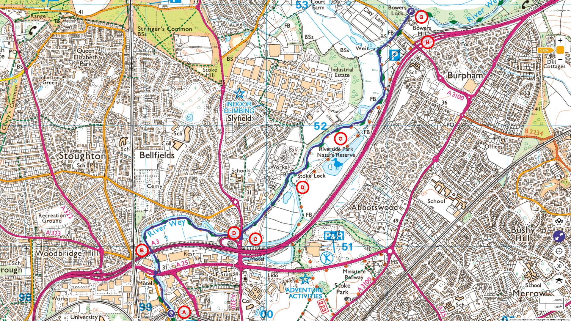 Wey: Ladymead to Bowers Lock